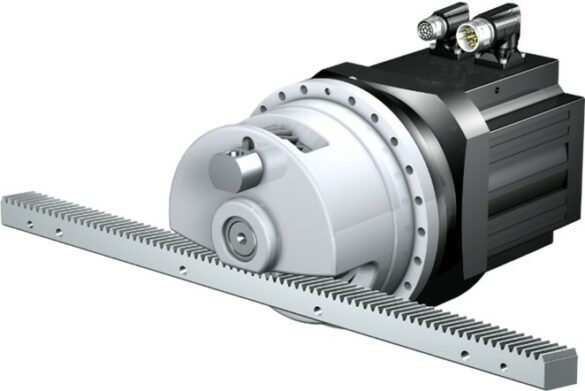 Rack and pinion drives with directly attached synchronous servo motors